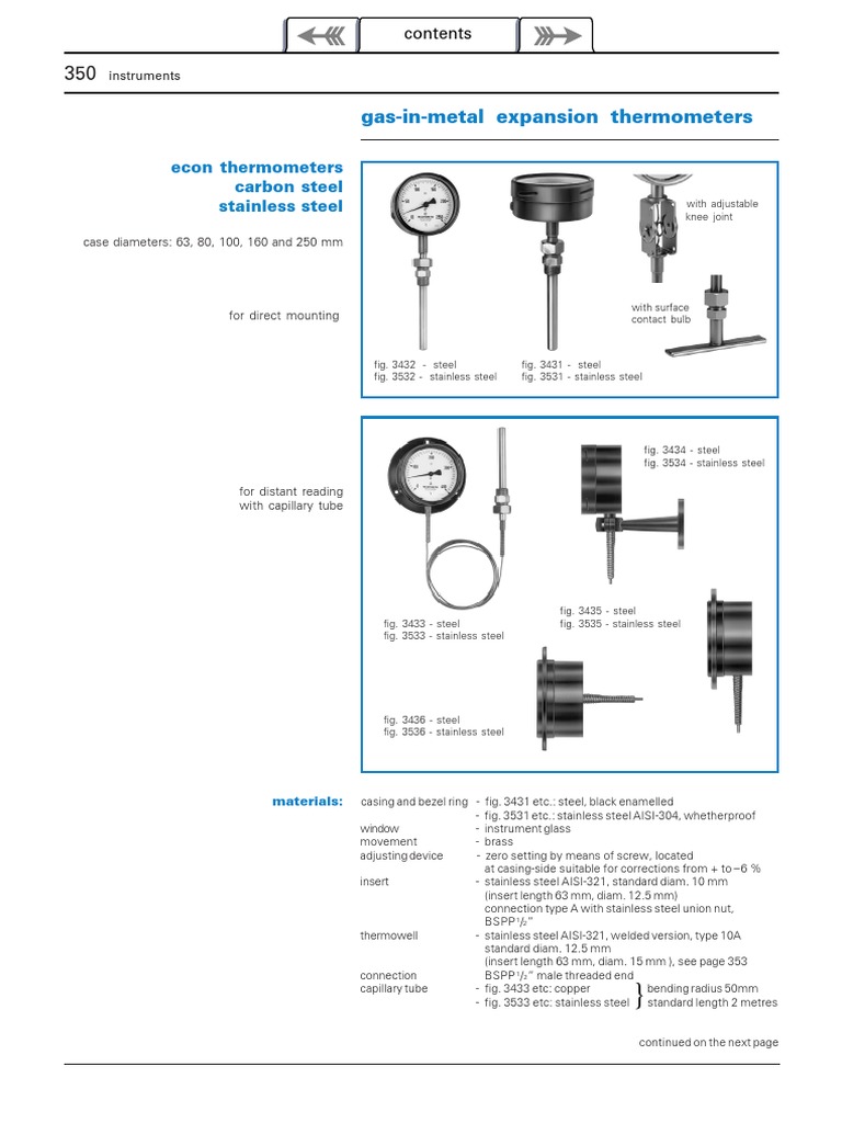 Gas-In-Metal Expansion Thermometers: Econ Thermometers Carbon Steel ...