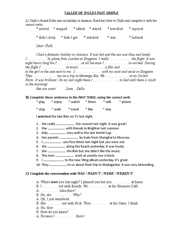 Past Simple English Workshop Activities | PDF