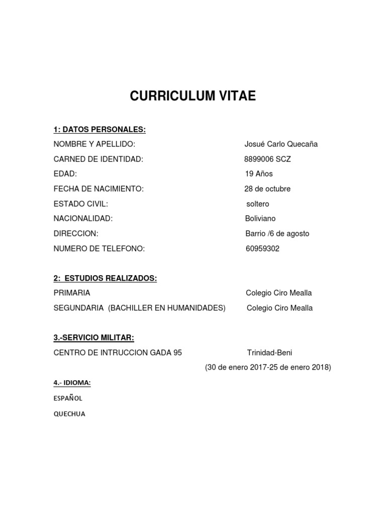 Curriculum Vitae de Josue | PDF | Política