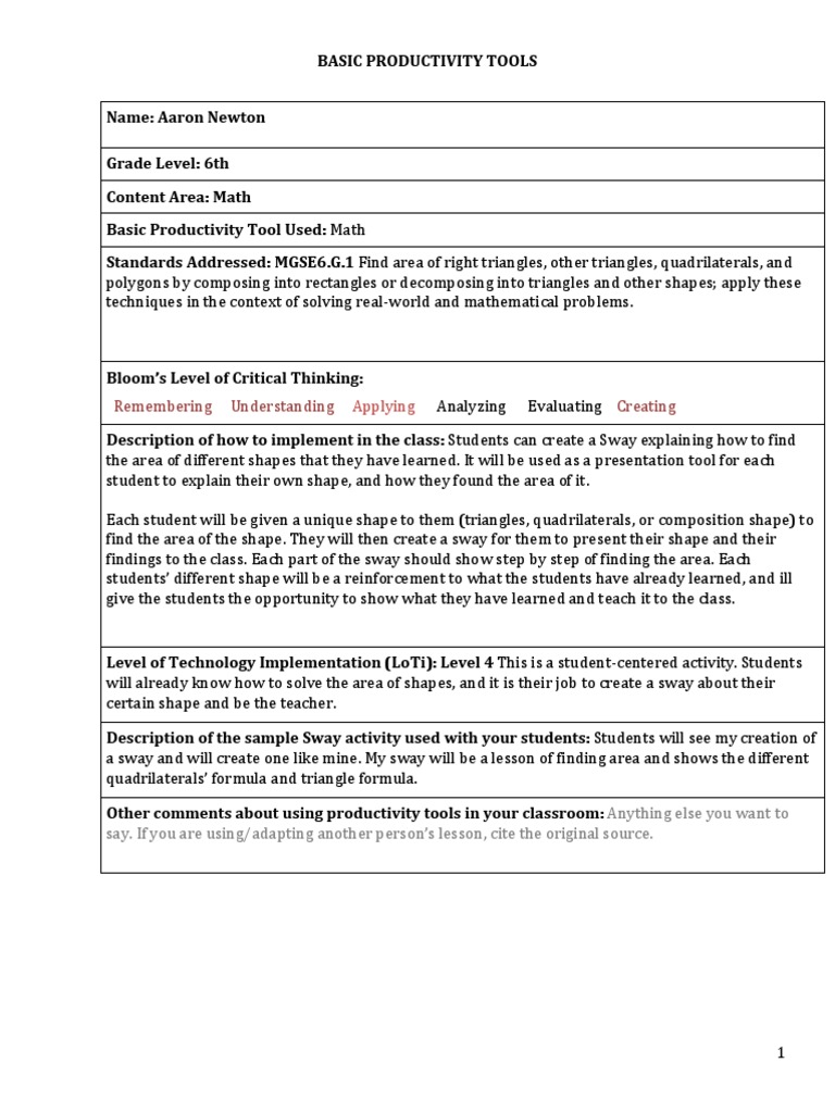 Math Area Calculation Project | PDF | Career & Growth