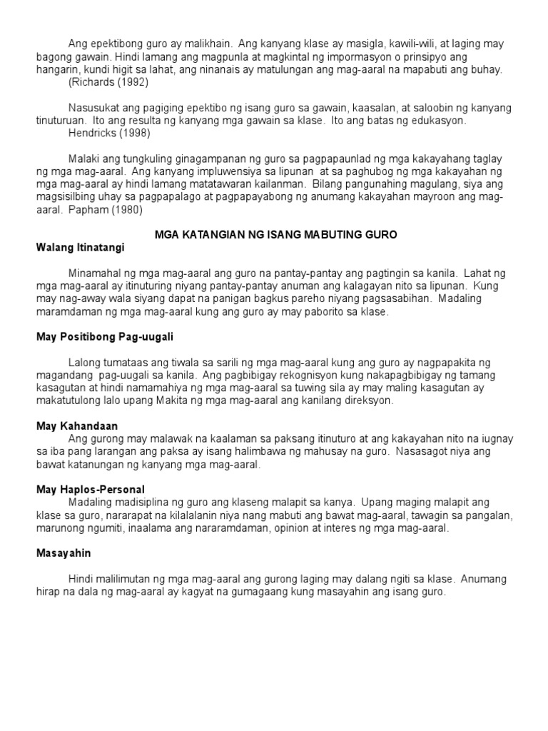 Mga Katangian NG Guro | PDF