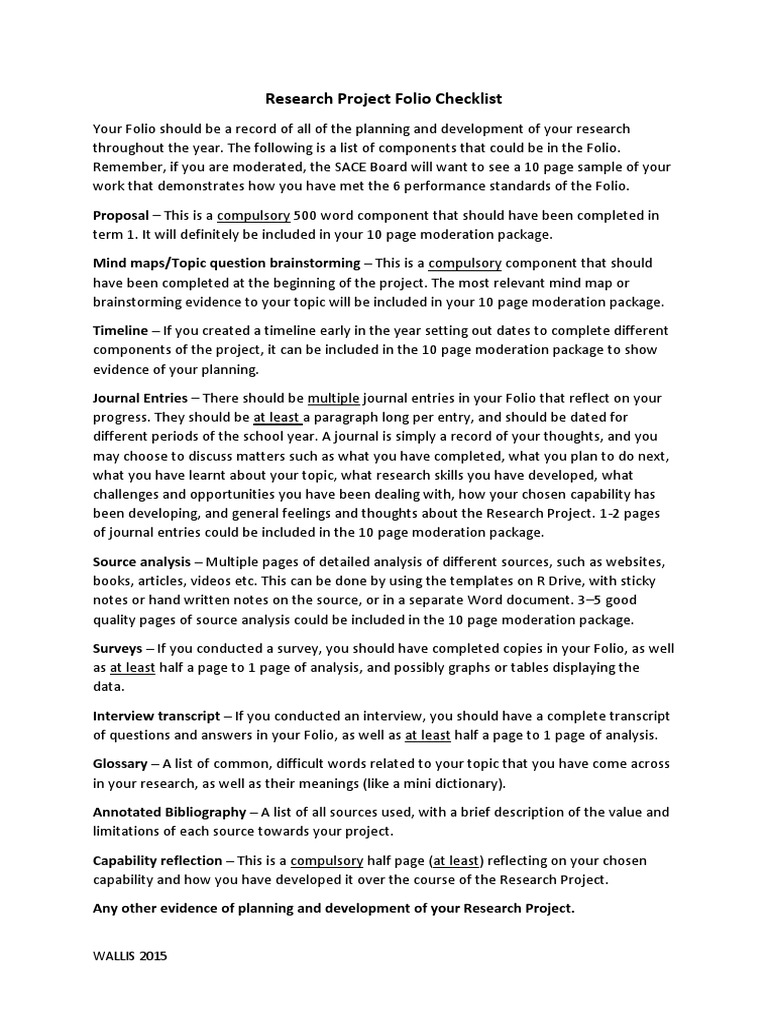 Research Project Folio Checklist | PDF | Cognitive Science | Cognition