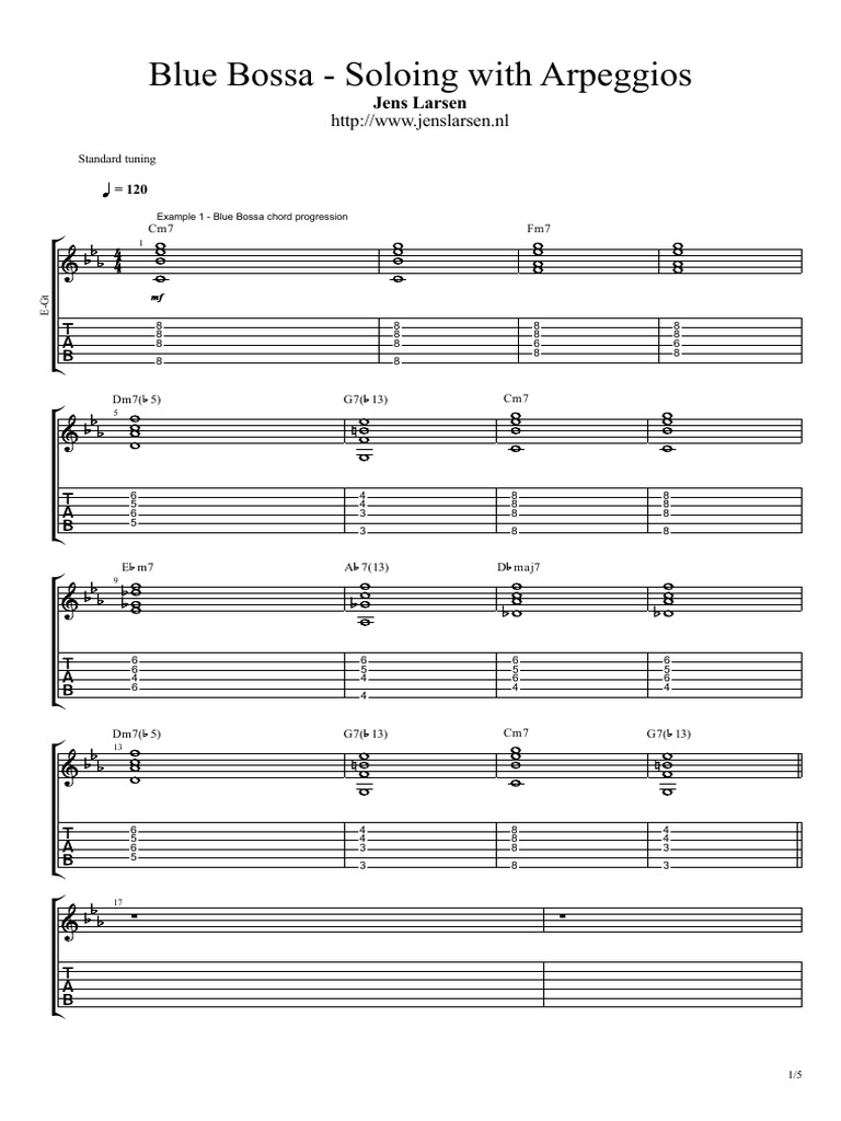 Blue Bossa: Arpeggio Soloing Guide | PDF | Musicology | Guitars