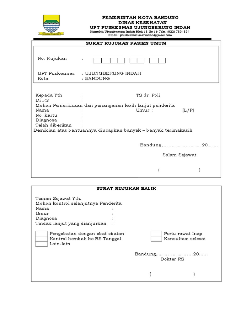 Surat Rujukan Pasien Umum | PDF