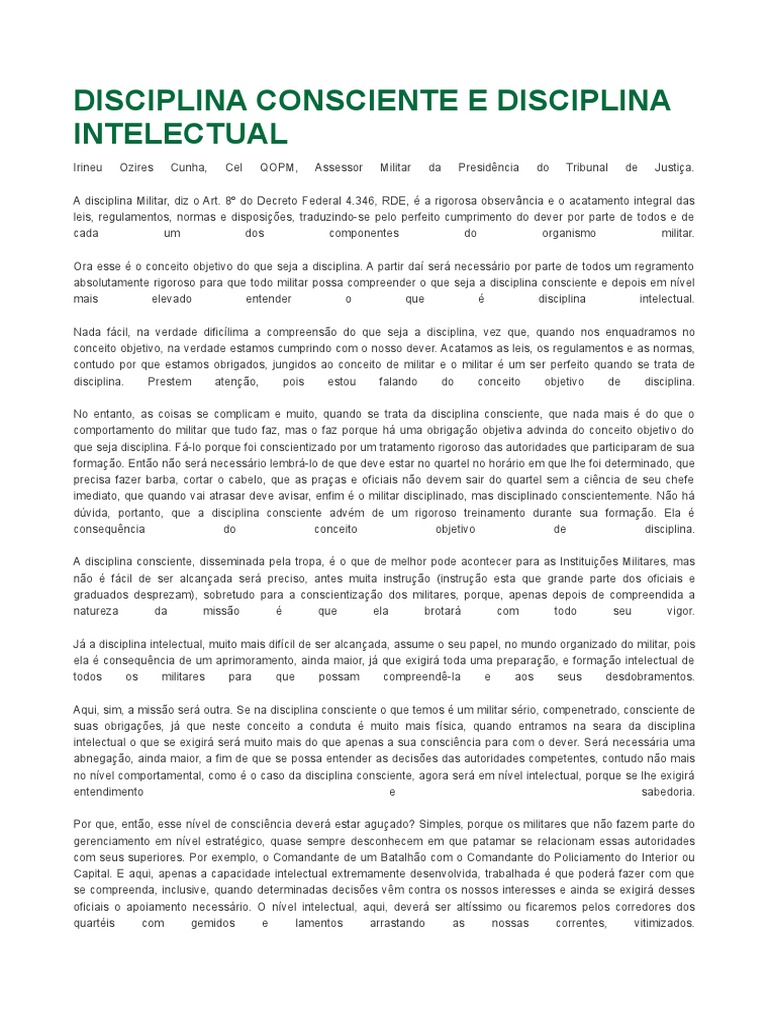Disciplina Consciente e Disciplina Intelectual | PDF | Moralidade | Lei ...