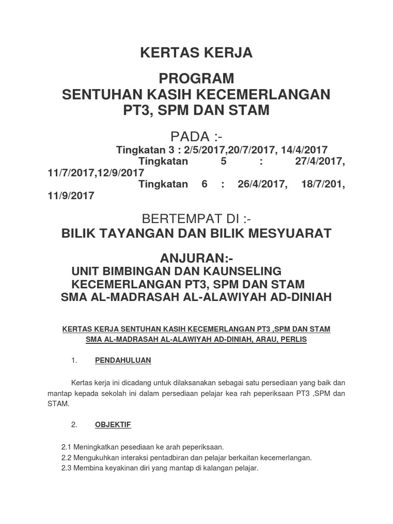 Contoh Kertas Kerja 26 Feb 2018 | PDF