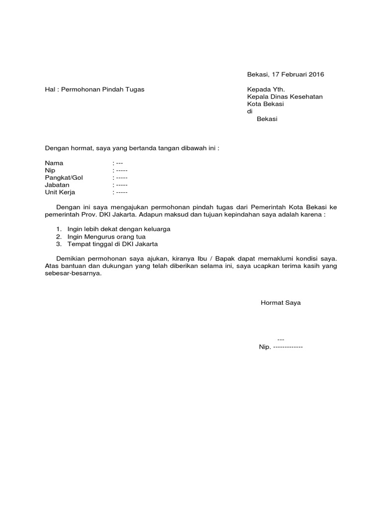 Contoh Surat Mutasi | PDF