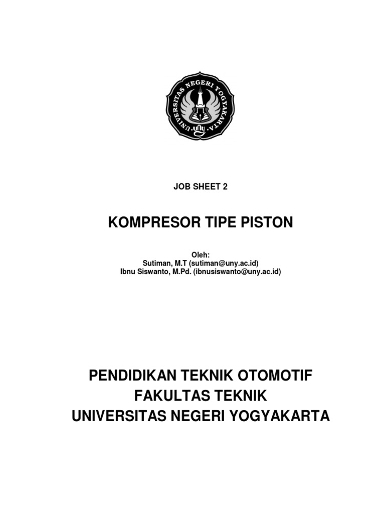 Job Sheet 2. Kompresor Tipe Piston | PDF