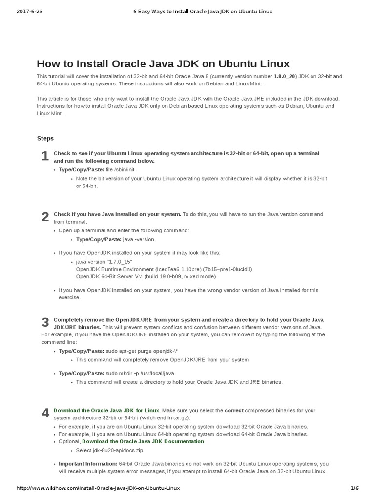 6 Easy Ways To Install Oracle Java Jdk On Ubuntu Linux Pdf Java