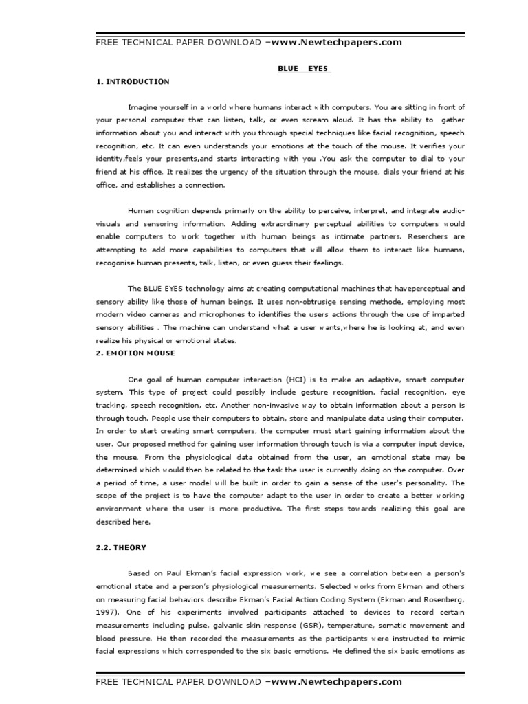Blue Eyes | PDF | Emotions | Experiment