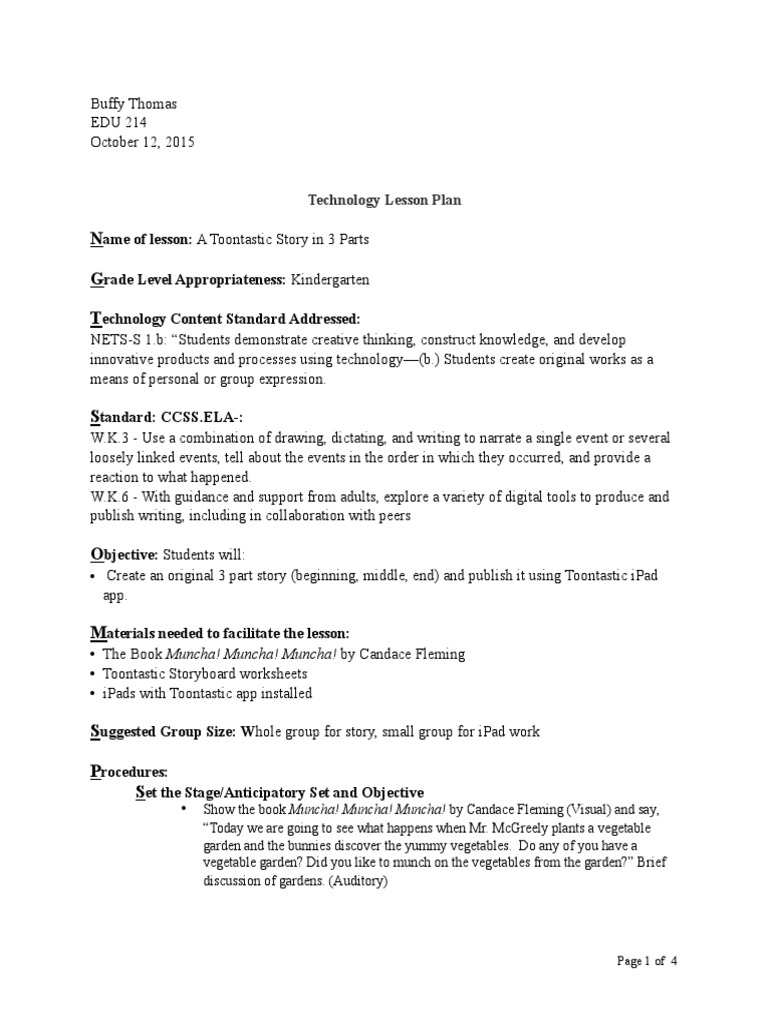 technology lesson plan | Lesson Plan | Education Theory