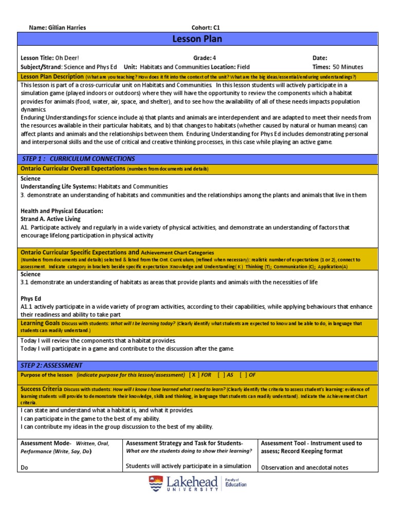 Science Cross Curricular Lesson Plan | PDF | Educational Assessment ...