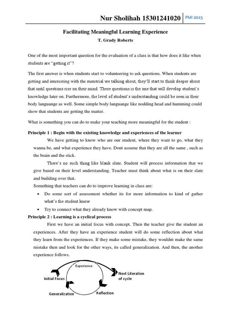 Facilitating Meaningful Learning Experiences | Download Free PDF ...