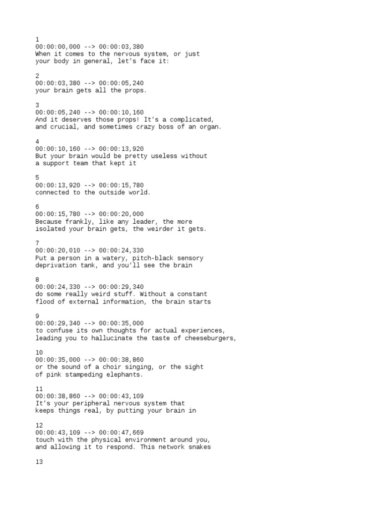 Peripheral Nervous System - Crash Course A&P #12.srt | PDF | Neuron ...