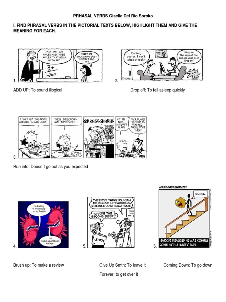 Tarea 3b Phrasal Verb Exercise With Comic Strip | PDF