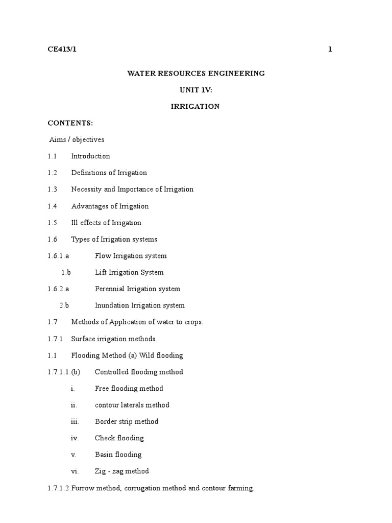 UNIT IV (Irrigation Notes) | PDF | Irrigation | Soil