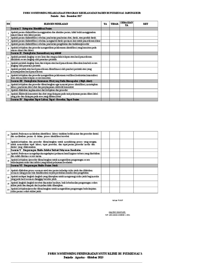 Monitoring Mutu dan Keselamatan Pasien | PDF