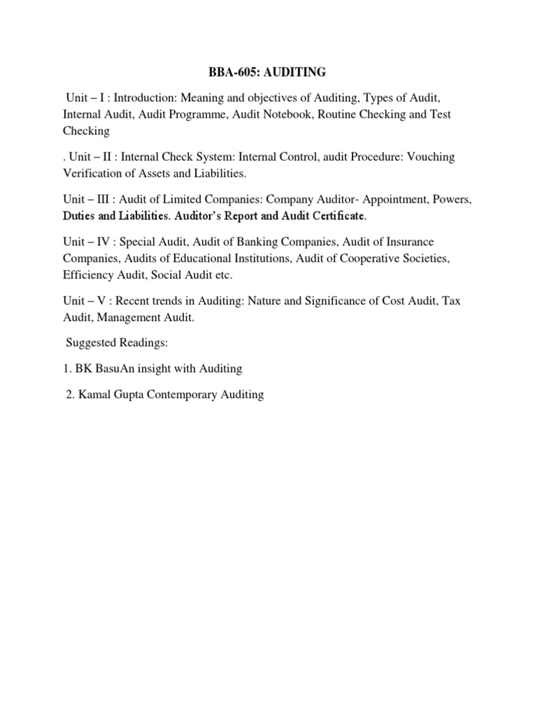 Auditing Syllabus | PDF | Audit | Government