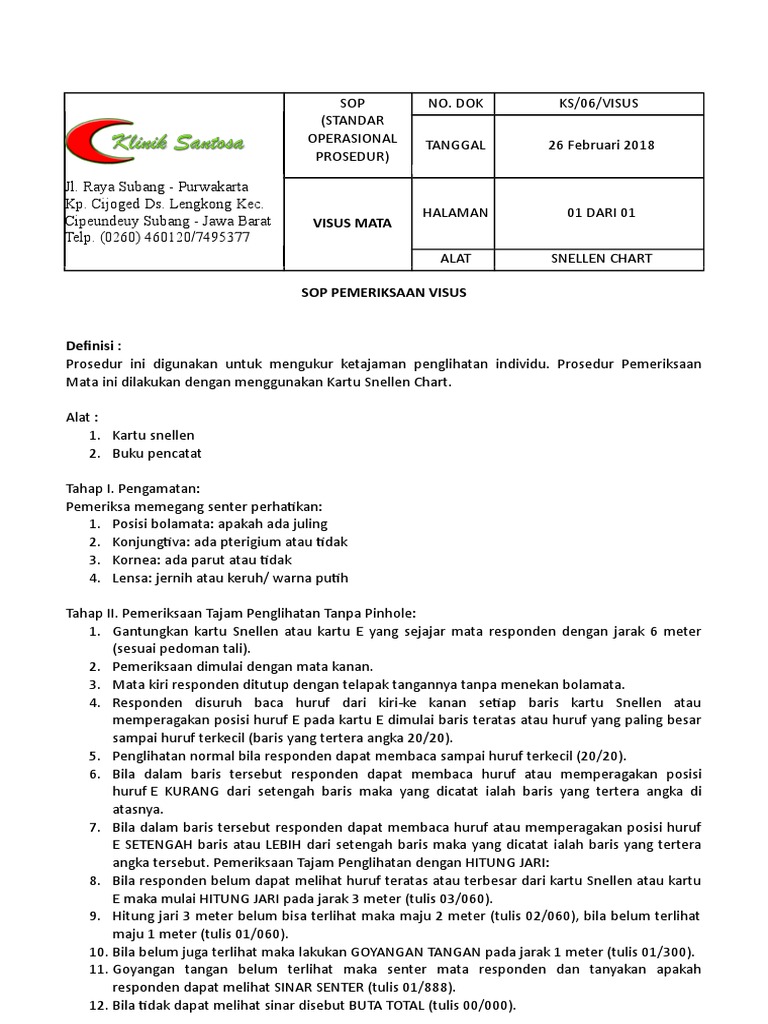 Sop Visus Mata Fix | PDF