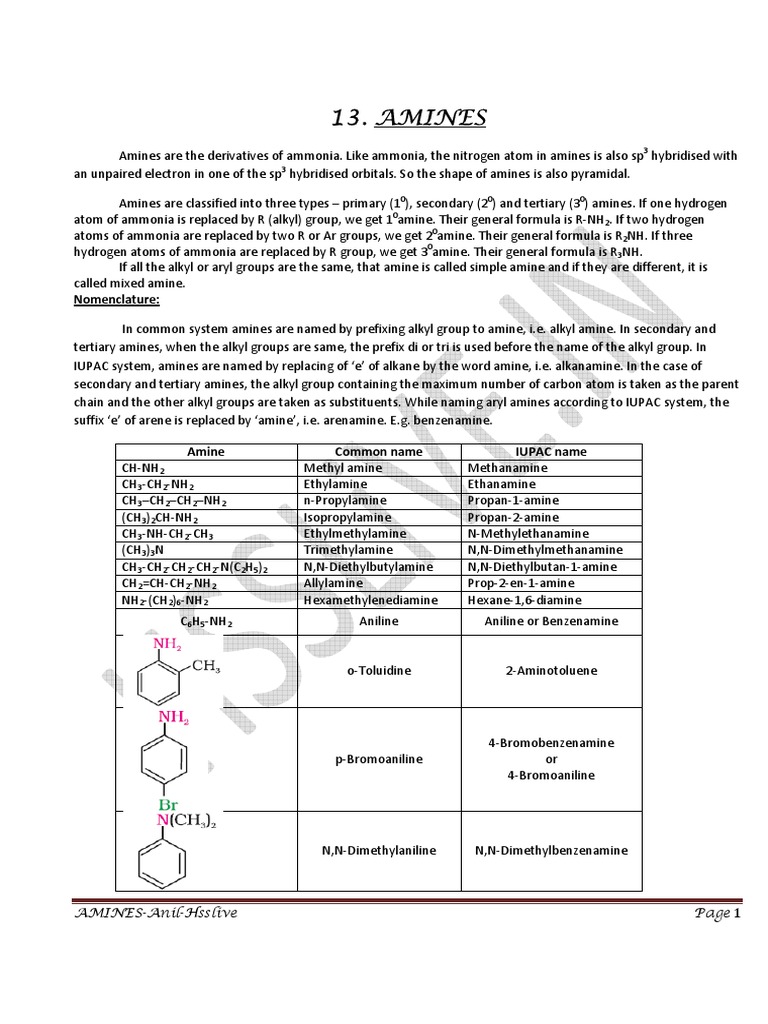 AMINES Anil Hsslive | PDF | Amine | Molecules
