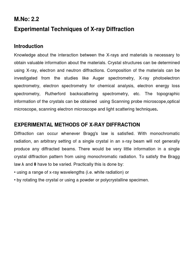 2.experimental Techniques of X-Ray Diffraction | PDF | X Ray ...