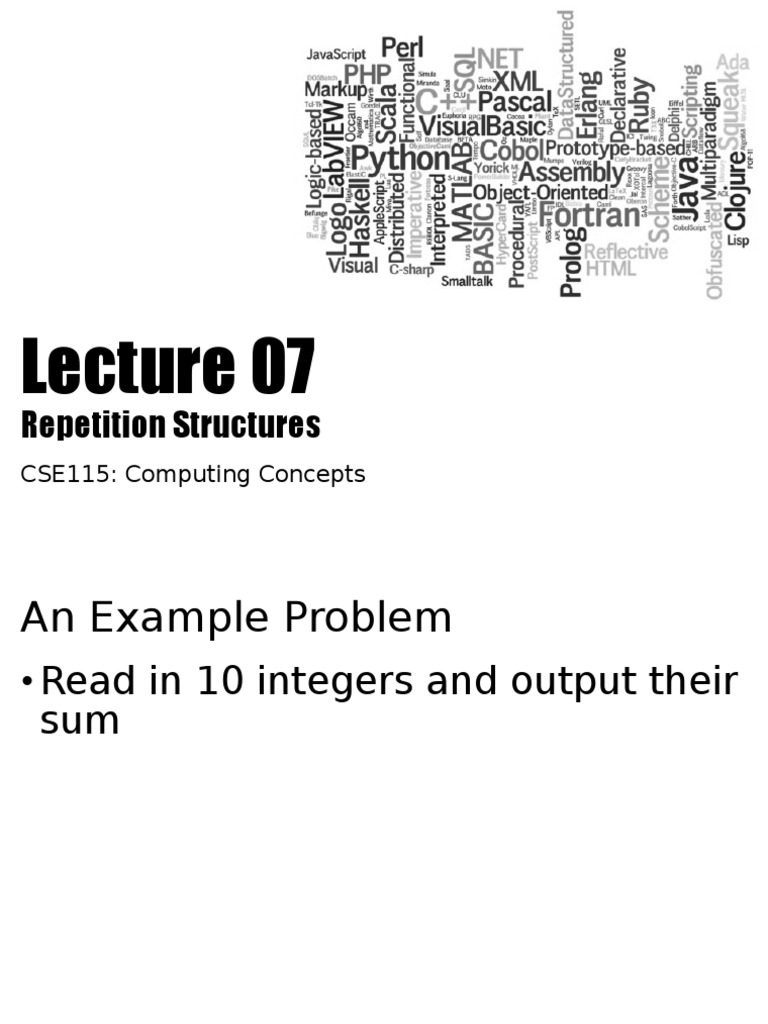 Repetition Structures: CSE115: Computing Concepts | PDF | Control Flow | Software Development