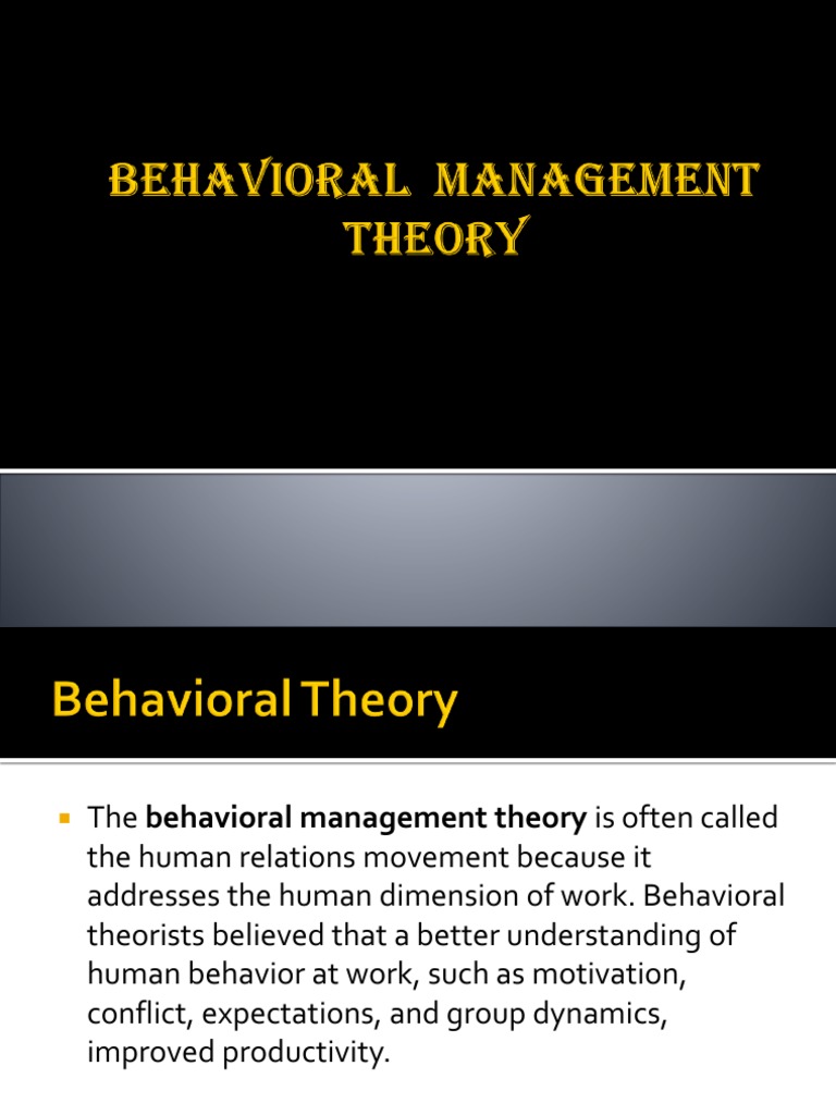 Behavioral Theory | PDF | Motivation | Motivational