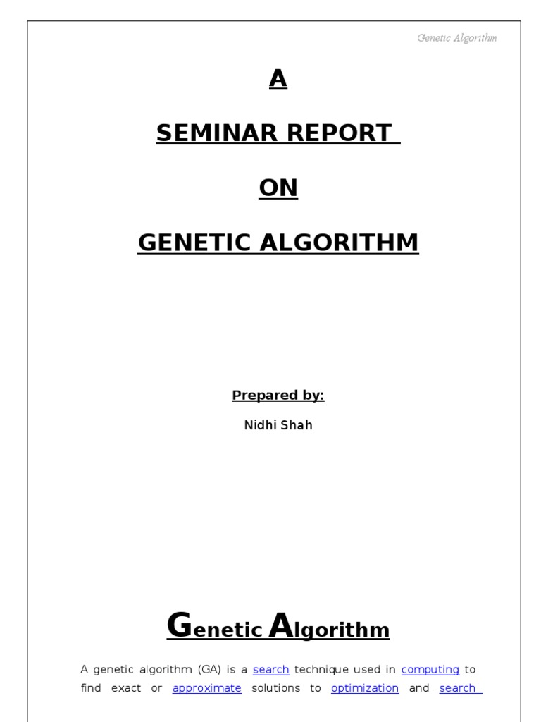 Genetic Algorithm Report Pdf Genetic Algorithm Genotype