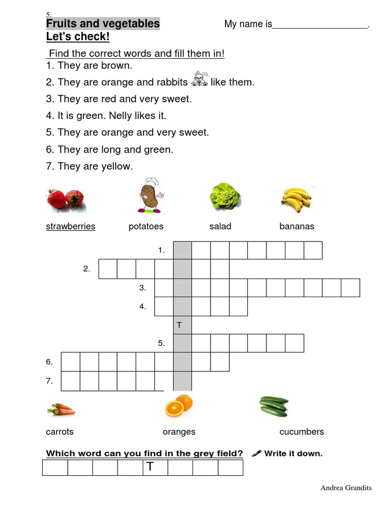 Fruits and Vegetables Word Activity | PDF