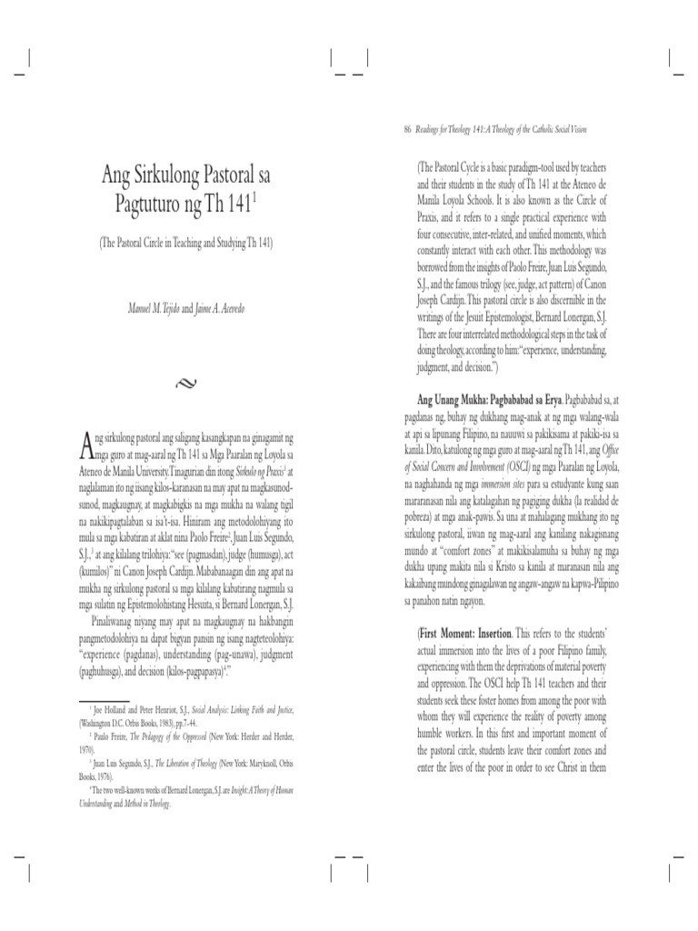 Understanding Society Through Experience: An Analysis of the Pastoral ...