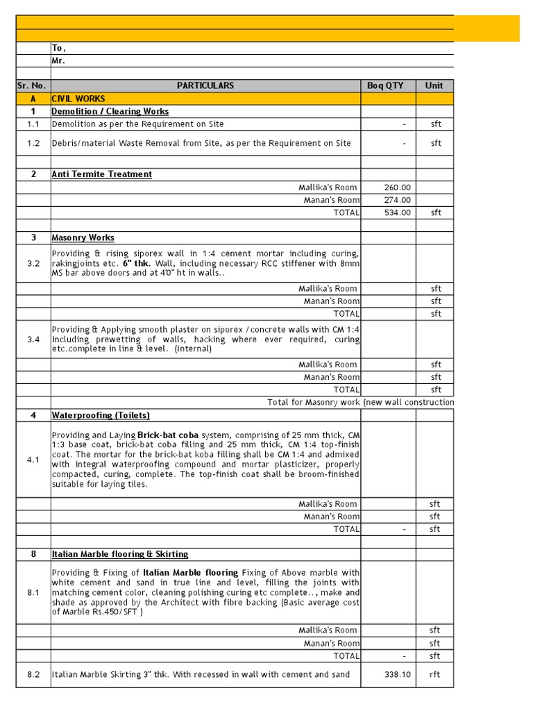 Apartment BOQ | PDF | Door | Plywood