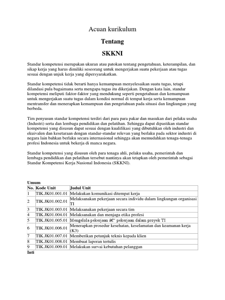 SKKNI | PDF