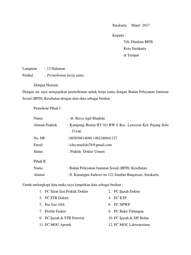 Surat Permohonan BPJS | PDF | Pengembangan Diri