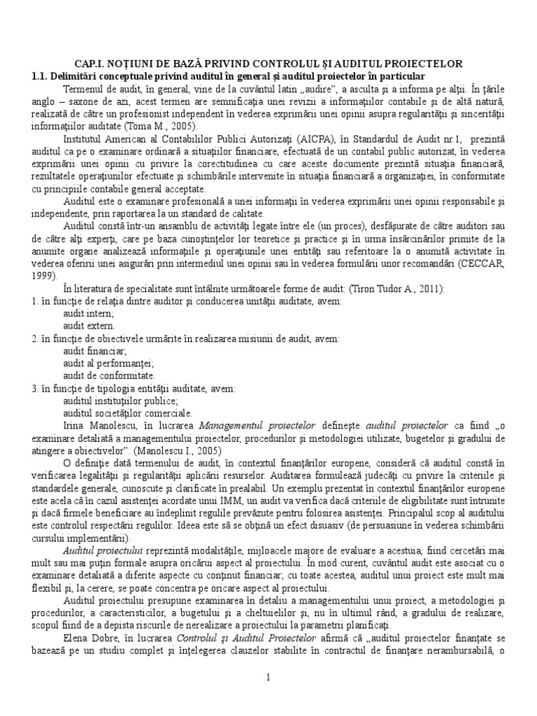 Curs Auditul Proiectelor | PDF