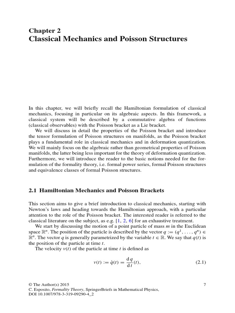 Classical Mechanics and Poisson Structures | PDF | Hamiltonian ...