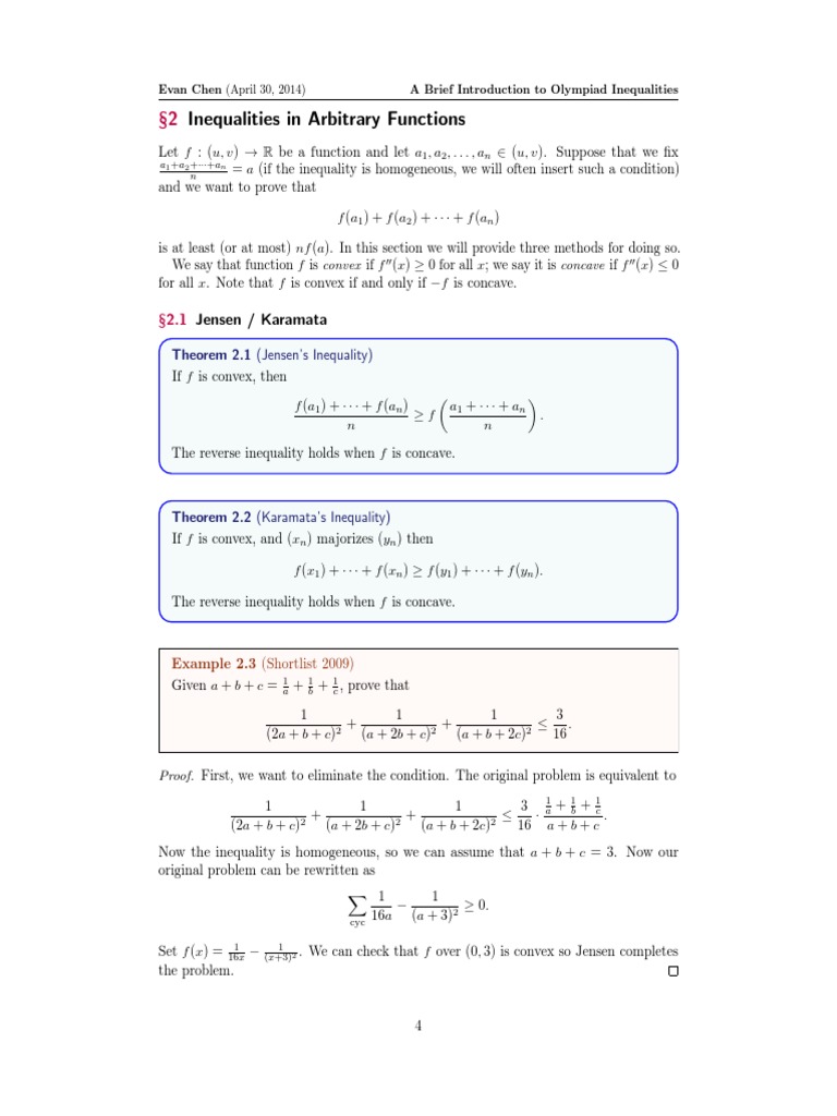Inequalities in Arbitrary Functions: Jensen / Karamata | PDF ...