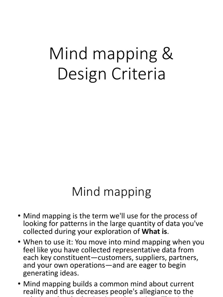 Mind Mapping & Design Criteria Guide | PDF | Mind | Epistemology