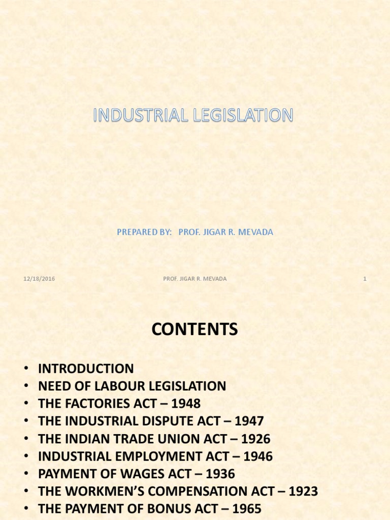 Industrial Legislation | PDF | Trade Union | Employment