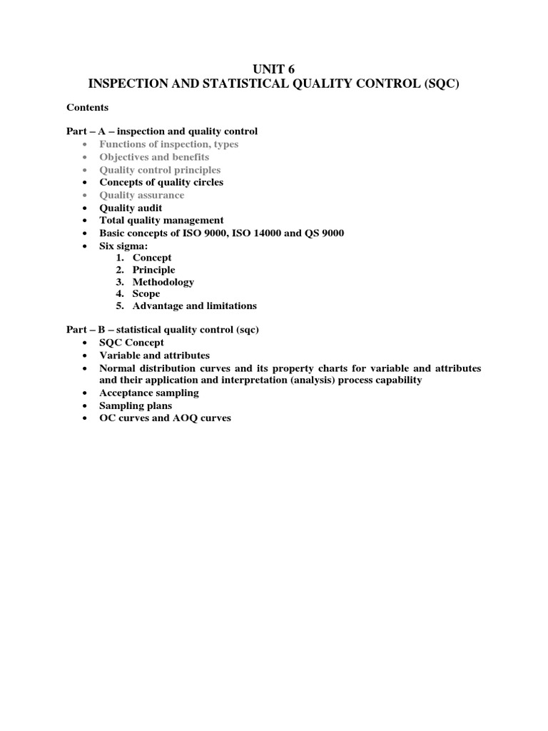 Inspection and Quality Control Overview | PDF | Quality Assurance ...