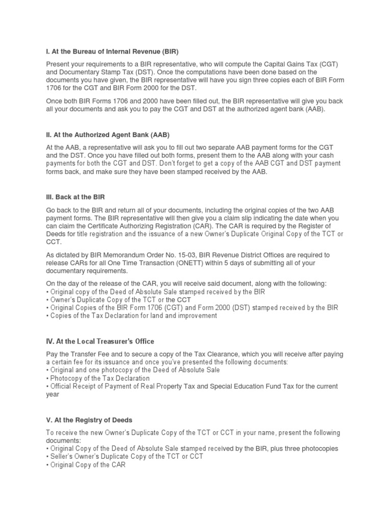 Steps in Transfer of Title | PDF | Payments | Taxes