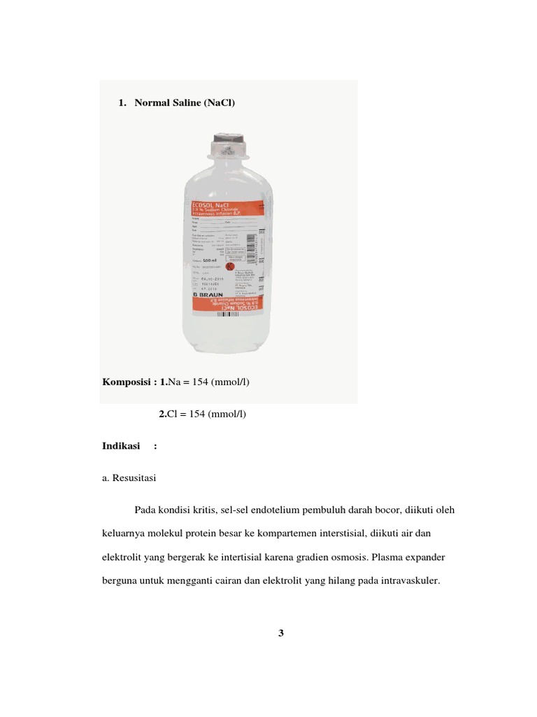 Indikasi dan Komposisi Normal Saline | PDF