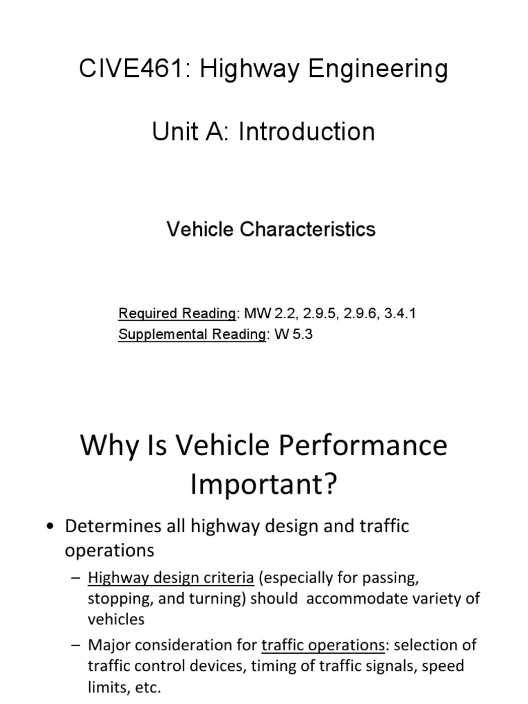 CIVE461 Lecture2 | PDF | Traffic | Vehicles