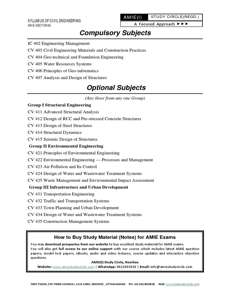 Amie Syllabus Sec B Civil | PDF | Traffic | Structural Analysis