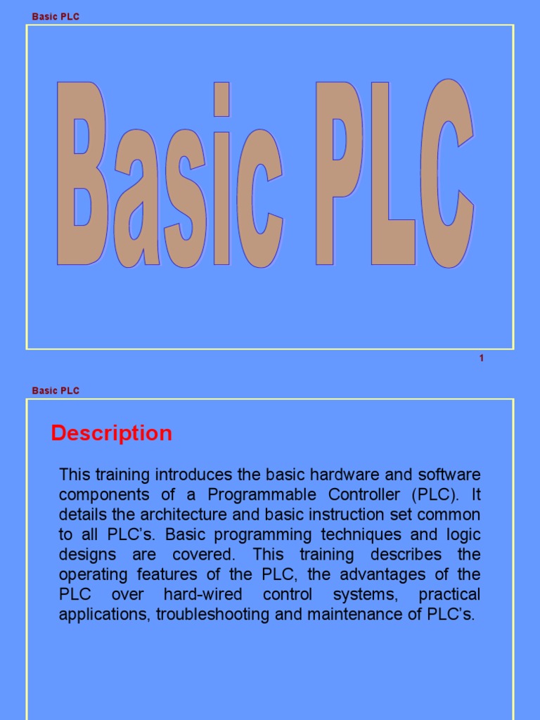 Basic PLC | PDF | Programmable Logic Controller | Computer Memory