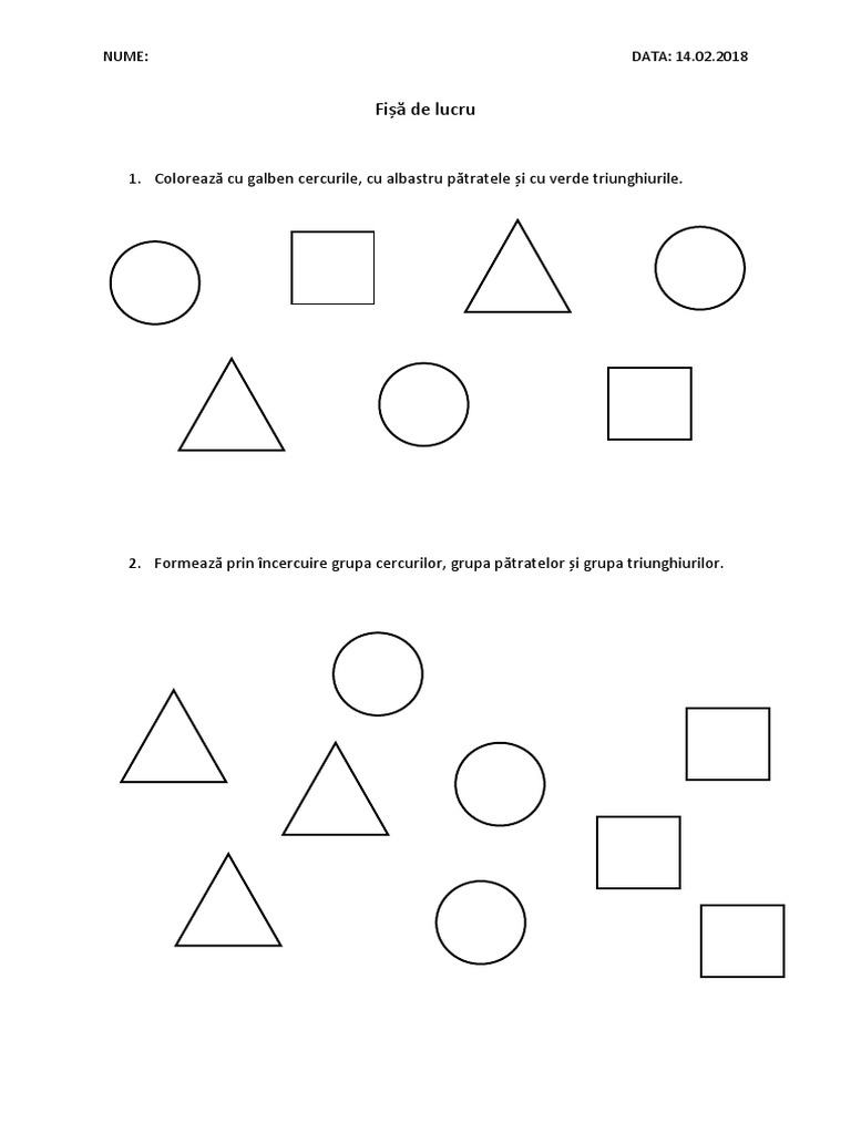 Fisa de Lucru Grupa Mica Figuri Geometrice | PDF