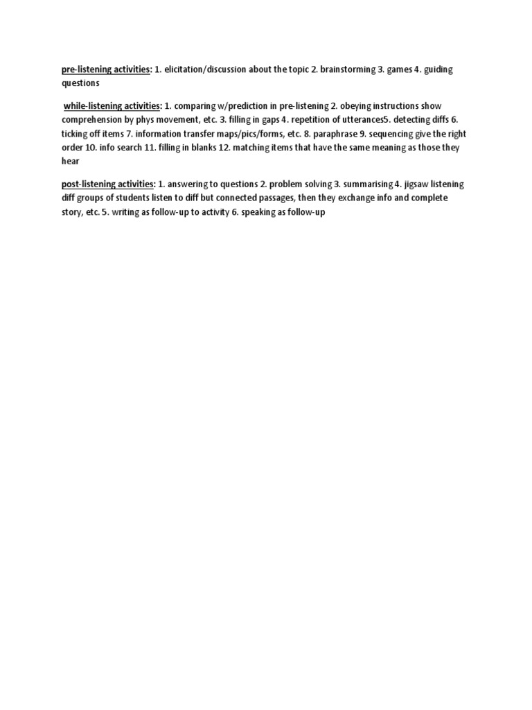 Effective Listening Activity Strategies | PDF