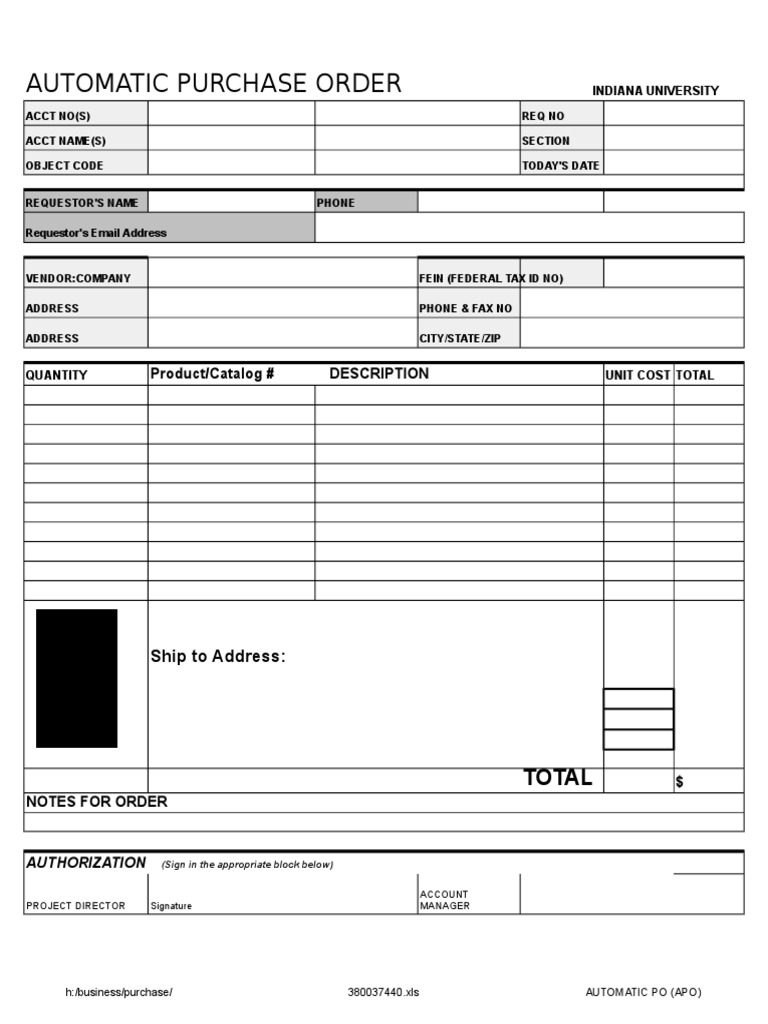 Automatic Purchase Order: Total | PDF