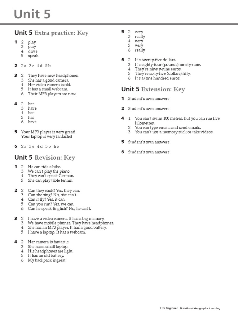 Unit 5: Extra Practice: Key | PDF | Computing And Information Technology