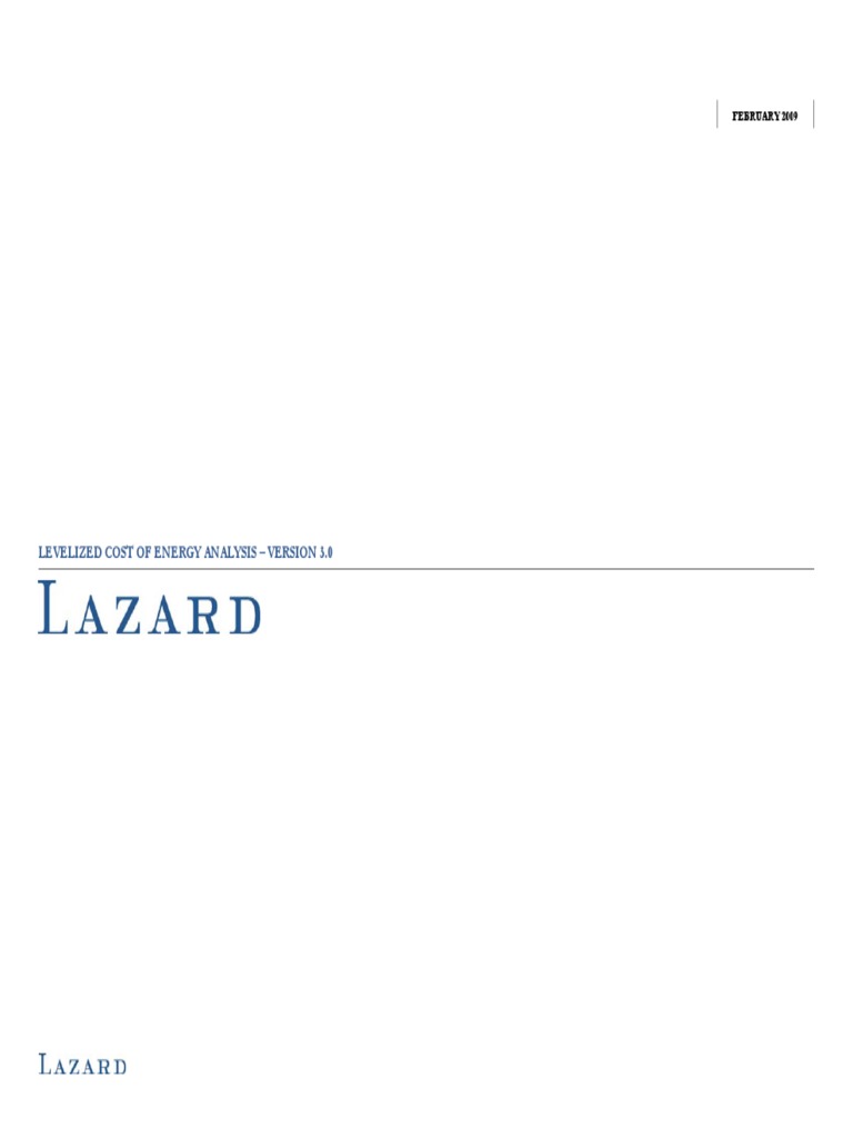 Lazard 3.0 - 2009 - Levelizedcostofenergy PDF | PDF | Solar Power | Alternative Energy