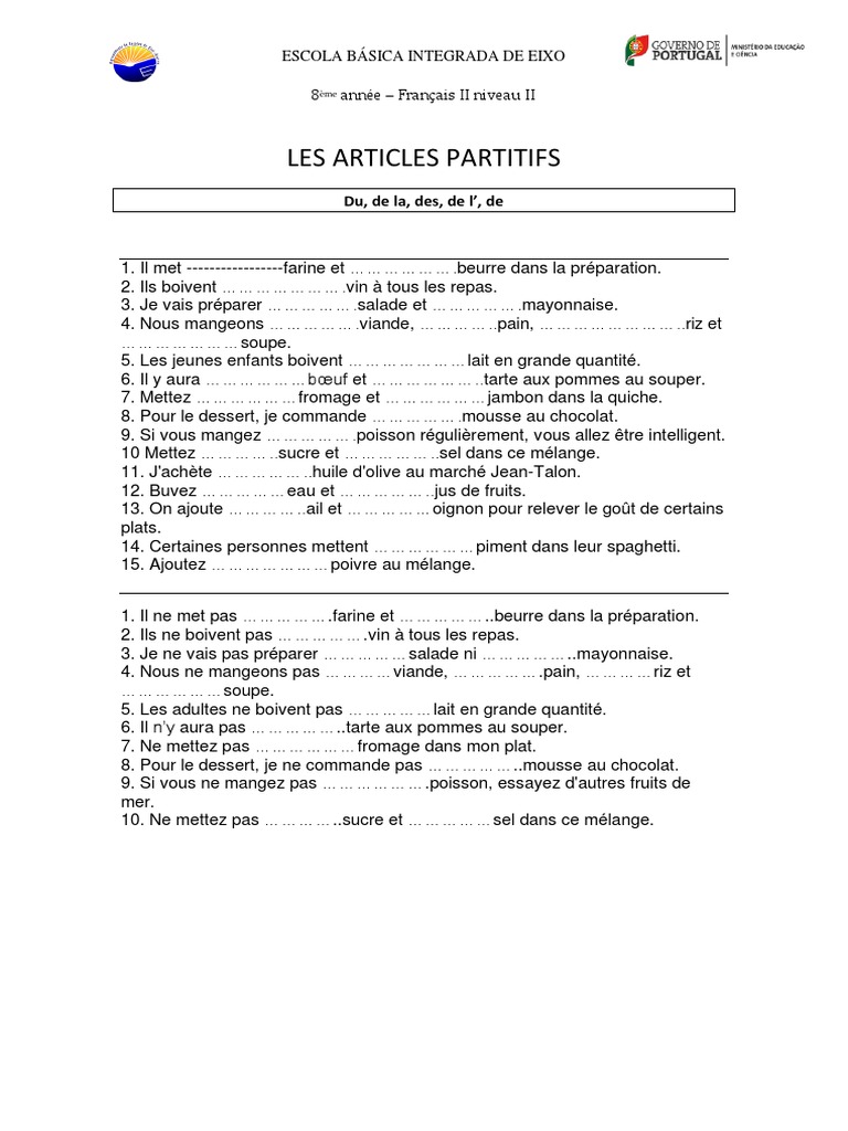 Les Articles Partitifs | PDF